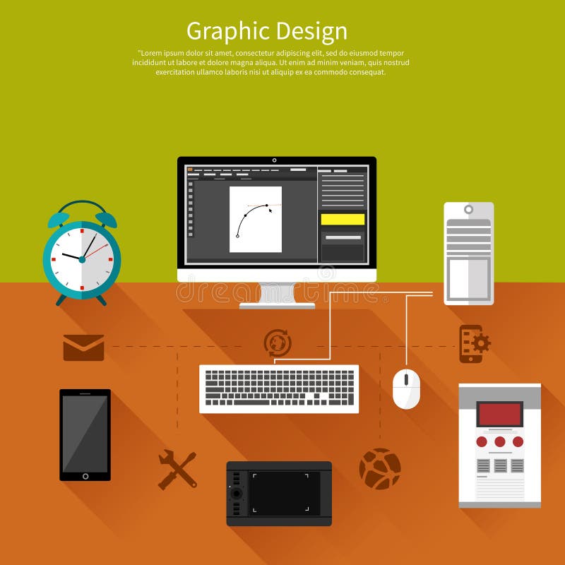 Graphic Design and Designer Tools Concept Stock Vector - Illustration ...