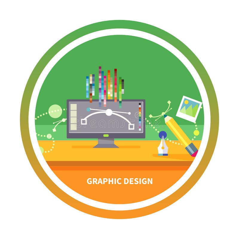 Graphic Design and Designer Tools Concept Stock Vector - Illustration ...