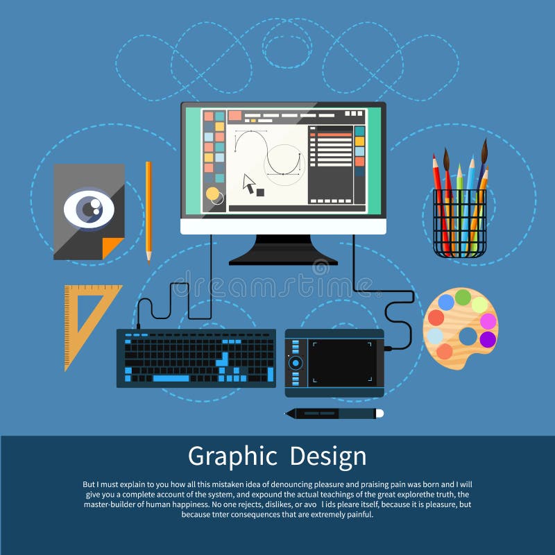 Graphic Design and Designer Tools Concept Stock Vector - Illustration ...