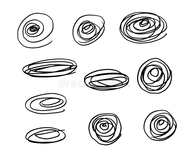 Round Messy Marker Scribbles Set Stock Vector - Illustration of ...