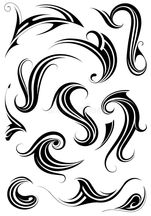 Design Elements. Fire, Water, Grass, Wind Stock Vector - Illustration ...