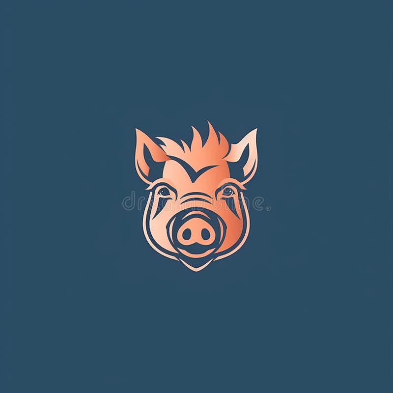 Simple Pig Head Logo Design Stock Illustration - Illustration of ...