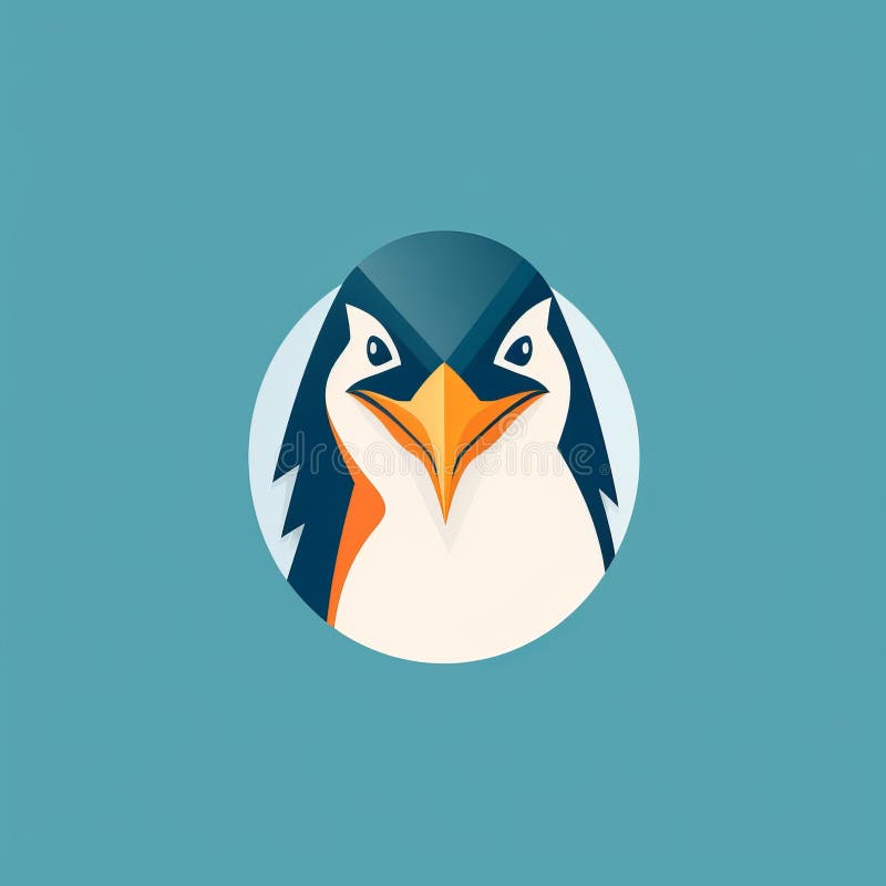 Simple Penguin Logo Design in Flat Style Stock Illustration ...