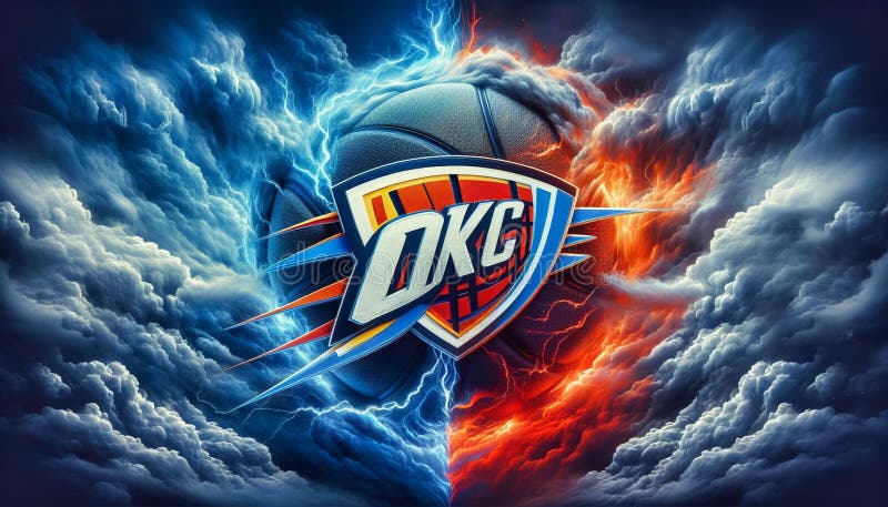 A Graphic Design Featuring the OKC Thunder Logo Surrounded by Images of ...