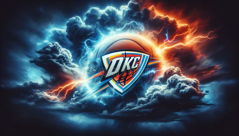 A Graphic Design Featuring the OKC Thunder Logo Surrounded by Images of ...