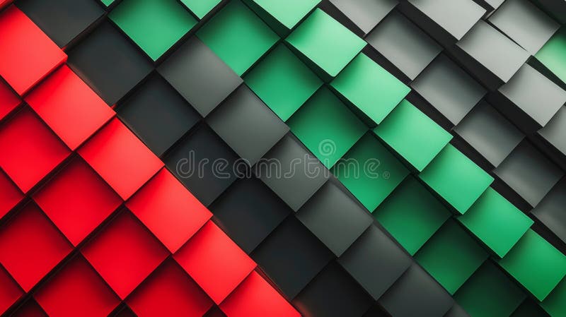 Graphic Design Featuring Red, Green and Black Cubes Creating an ...