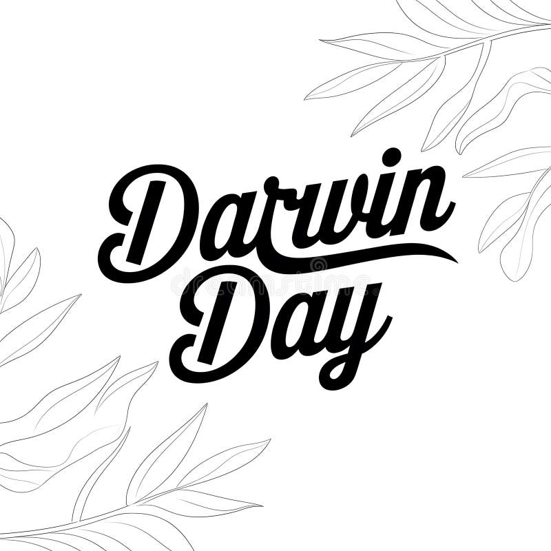 Darwin Day Stylized Lettering with Leaves Stock Illustration ...