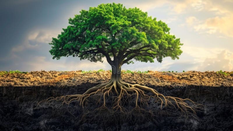 A Graphic Design Featuring a Tree with Roots Stretching Deep into the ...
