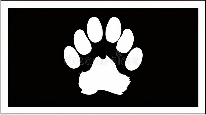 Graphic Design Featuring a White Animal Paw Print on a Black Background ...