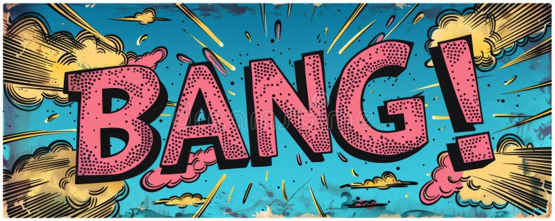 The Word BANG Written in Bold Comic Font with Colorful Background Stock ...