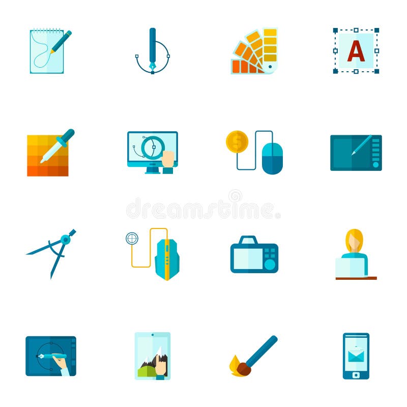 Graphic Design Icons Flat stock vector. Illustration of flat - 210200057