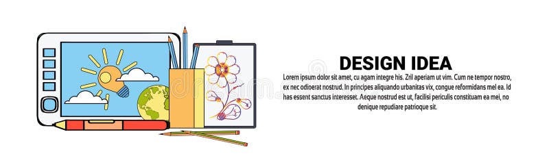 Graphic Design Idea Development Concept Horizontal Banner with Copy ...