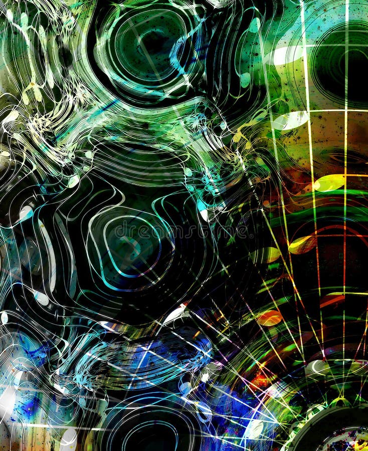 Graphic Design Illustration of Notes and Note Lines in Circle Structure ...