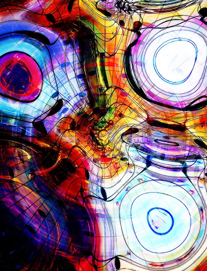 Graphic Design Illustration of Notes and Note Lines in Circle Structure ...