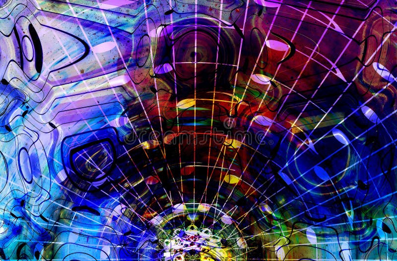 Graphic Design Illustration of Notes and Note Lines in Circle Structure ...