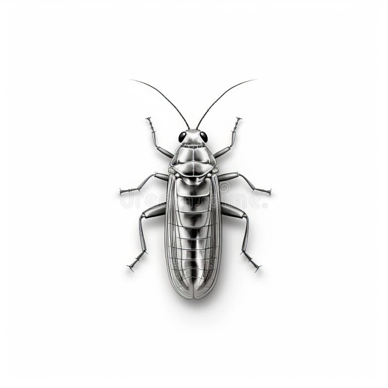 Graphic Design-inspired Silver Cockroach Illustration with Realistic ...
