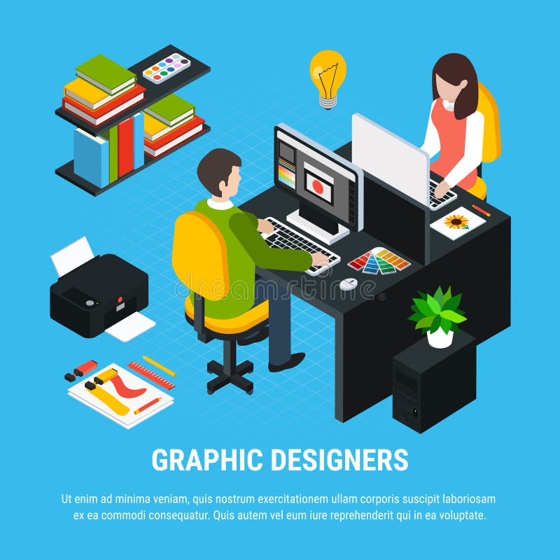 Graphic Design Isometric Concept Stock Vector - Illustration of design ...