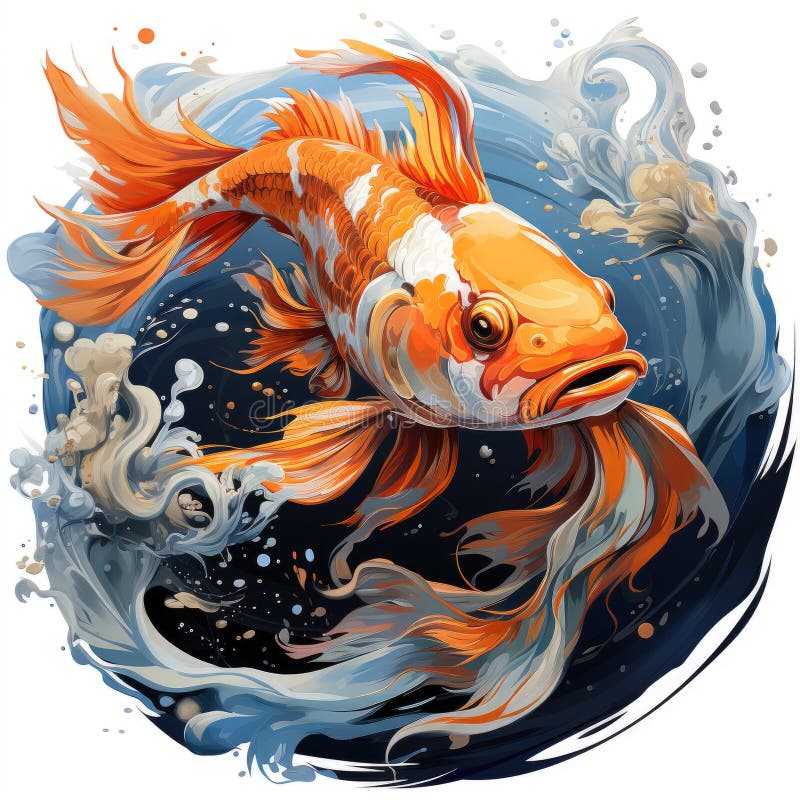 Graphic Design of a Japanese Koi Fish. Generative AI Stock Illustration ...