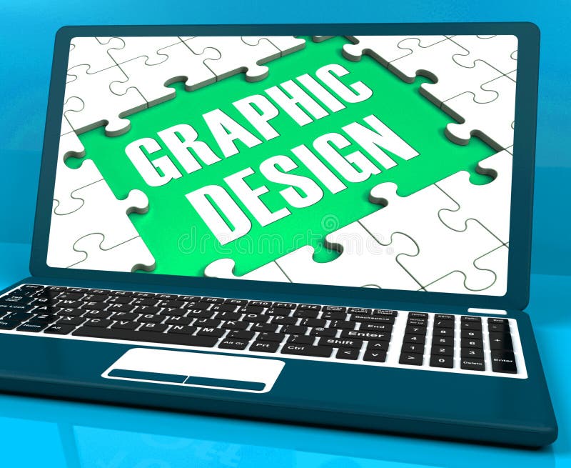Graphic Design on Laptop Shows Stylized Creations Stock Illustration ...