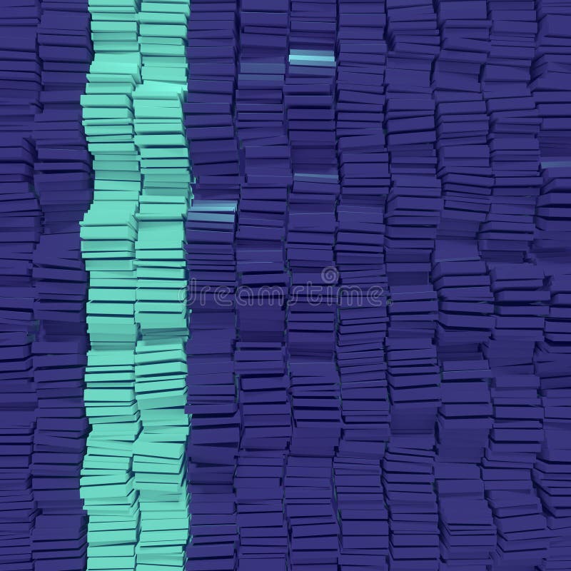A Graphic Design of a Large Number of Blue and Green Rectangles. 3d ...