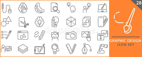 Graphic Design Line Icon Set Stock Vector - Illustration of palette ...