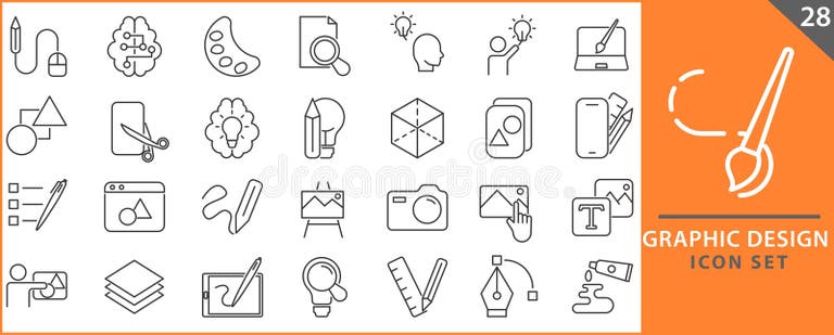 Graphic Design Line Icon Set Stock Vector - Illustration of palette ...
