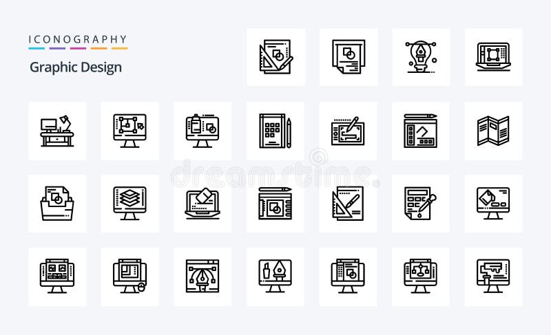 25 Graphic Design Line Icon Pack Stock Vector - Illustration of tablet ...