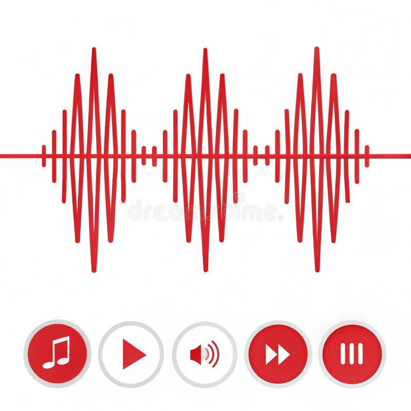 Sound Wave Graphic with Controls on White Background Stock Illustration - Illustration of ...