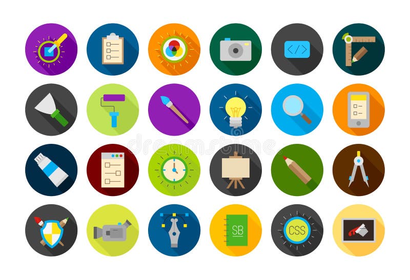 Graphic Design Round Icons Set Editorial Photography - Illustration of ...