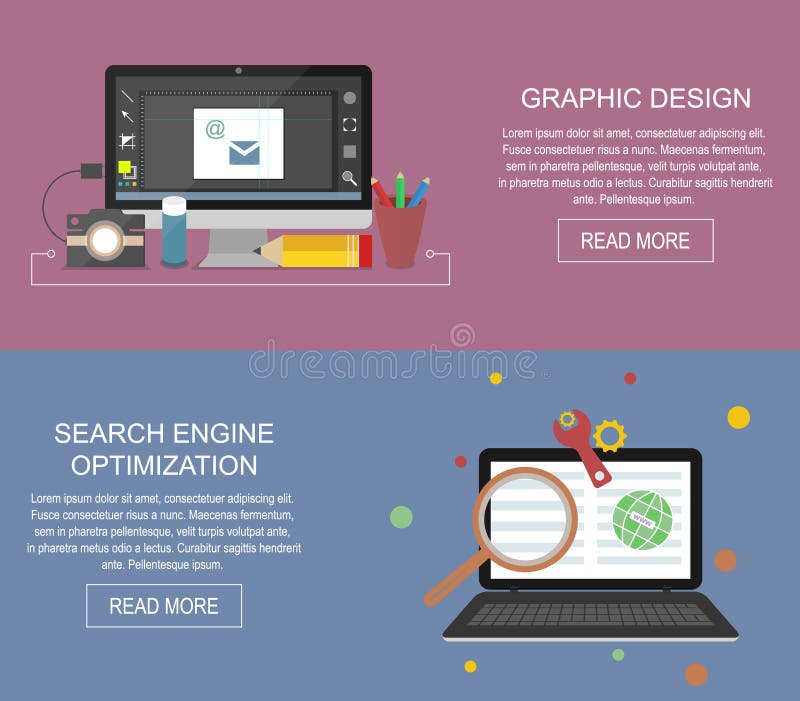 Graphic Design and Search Engine Optimization Website Banner. Stock ...