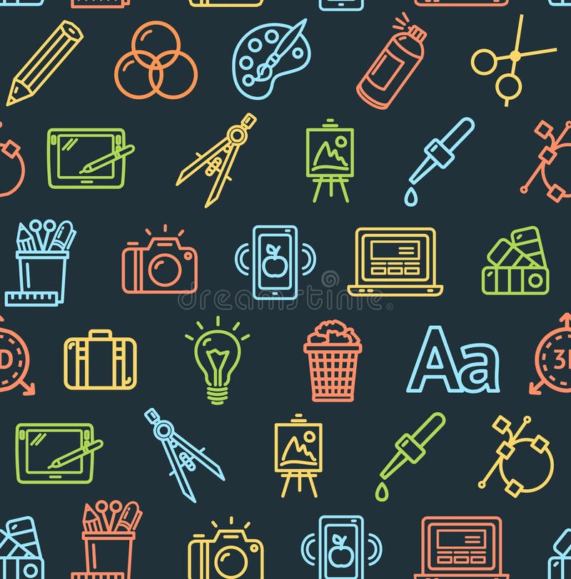 Graphic Design Signs Seamless Pattern Background. Vector Stock Vector ...