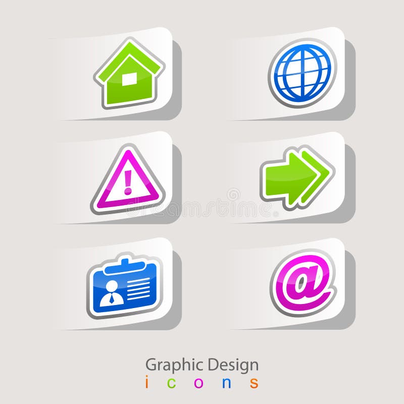 Graphic Design Stickers Set of Business Icons Stock Vector ...