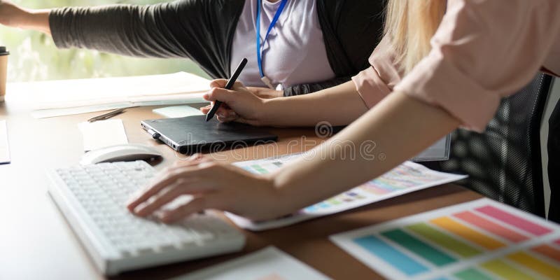 Graphic Design Team Collaborating Project Digital Tools Creative ...