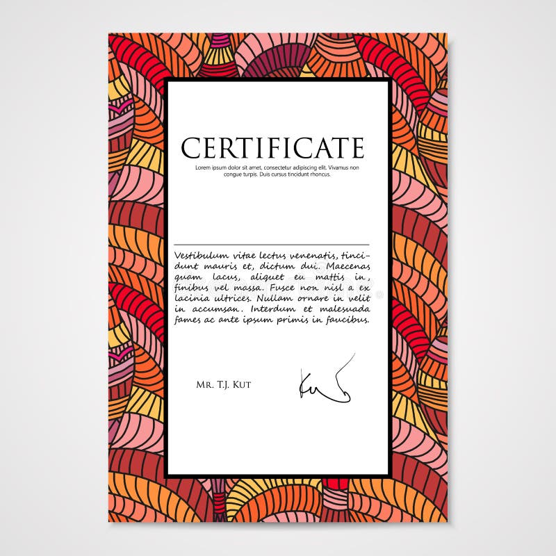 Graphic Design Template Document with Hand Drawn Doodle Pattern. Stock ...