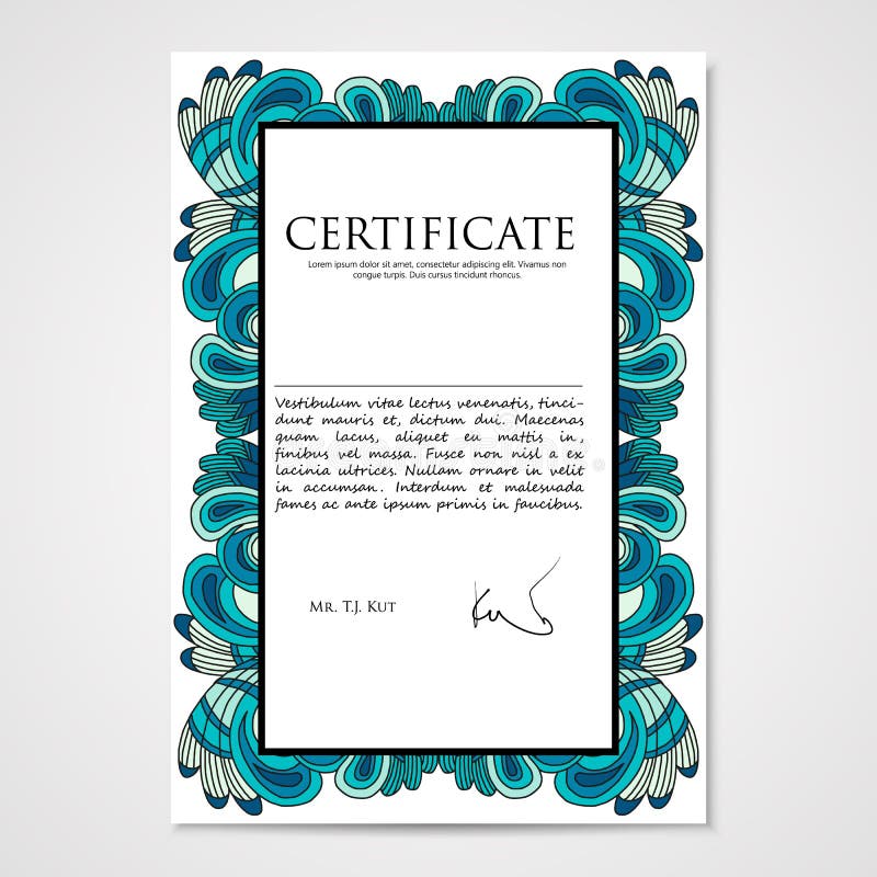 Graphic Design Template Document with Hand Drawn Ornament Stock Vector ...