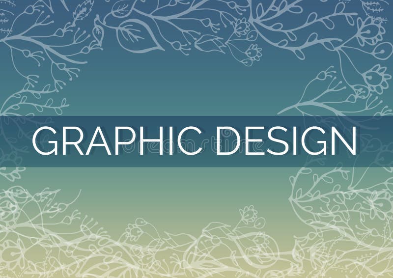 Graphic Design Text Over Floral Designs on Green Gradient Background ...
