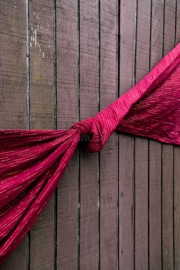 Pink Curtain Texture Drapes on Wood Background with Knot Tied Stock ...