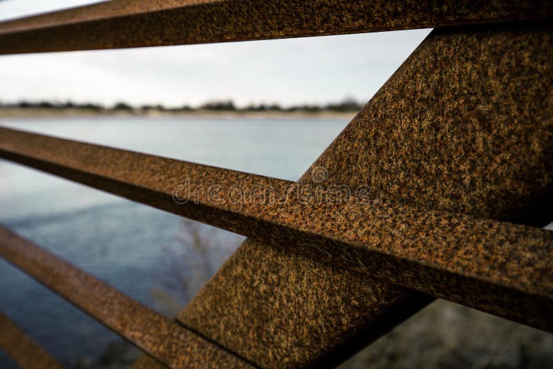Rusty Bars Close Up Macro on Metal Bridge Over Water Stock Photo ...