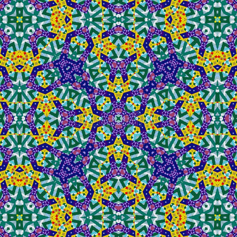 Mosaic Geometric Pattern in Repeat. Fabric Print. Seamless Background ...