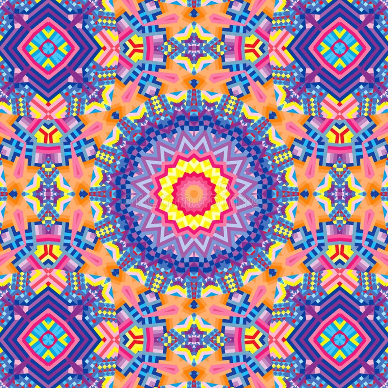 Mosaic Geometric Pattern in Repeat. Fabric Print. Seamless Background ...