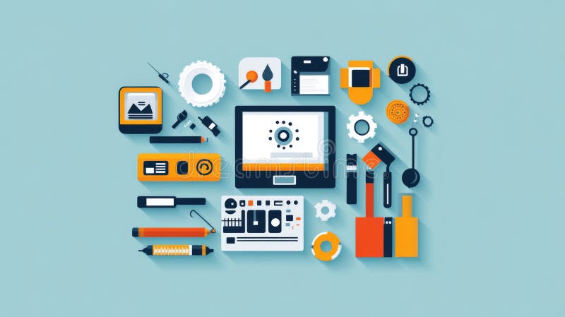 Graphic Design Tools and Elements.Creative Toolkit Stock Illustration ...