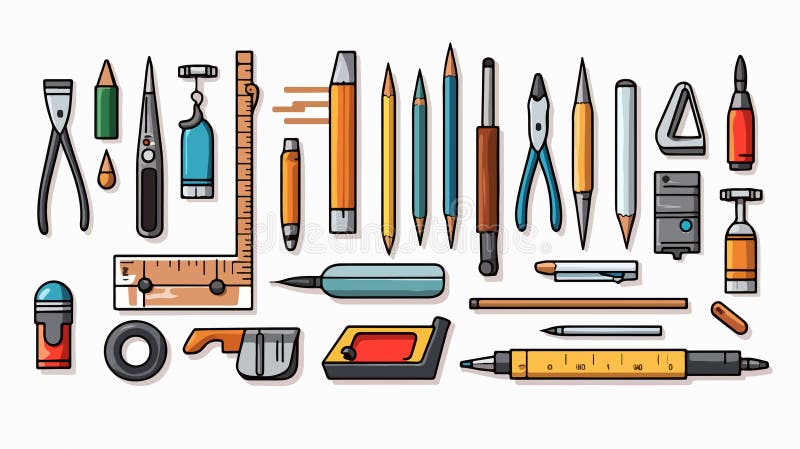 Graphic Design Tools Vector Pictogram Cartoon Stock Vector ...