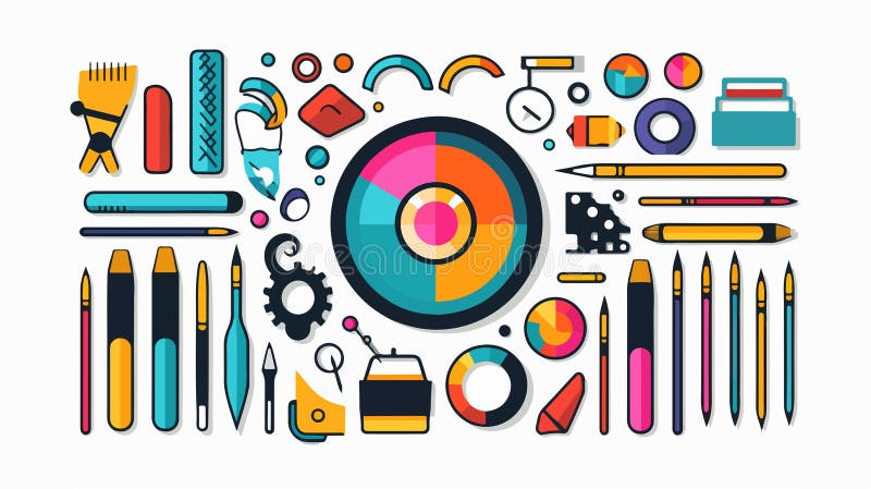 Graphic Design Tools Vector Pictogram Cartoon Stock Illustration ...