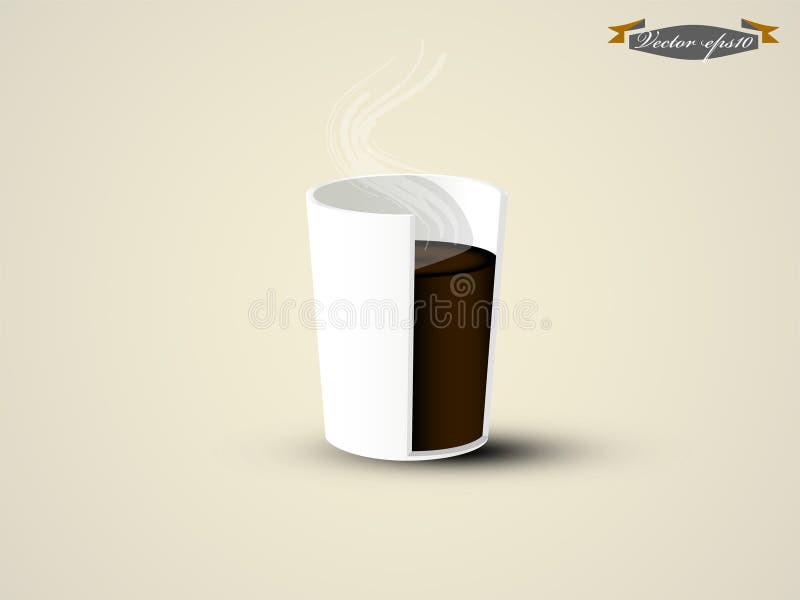 Graphic Design Vector of Espresso Coffee Cup in Cross Section View ...