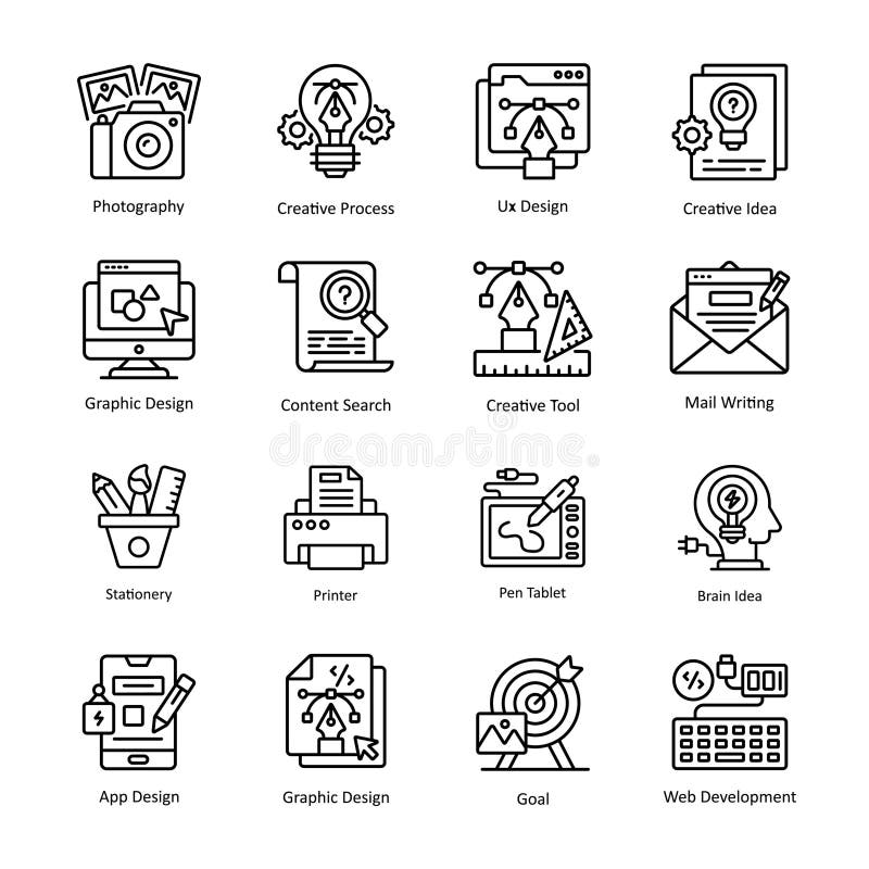 Graphic Design Vector Outline Icon Design Illustration. Graphic Design ...