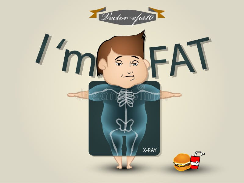 Graphic Design Vector of X-ray Fat Man with Junk Food Stock Vector ...