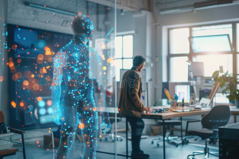 Graphic Designer with AI in Modern Office AIG60 Stock Image - Image of ...