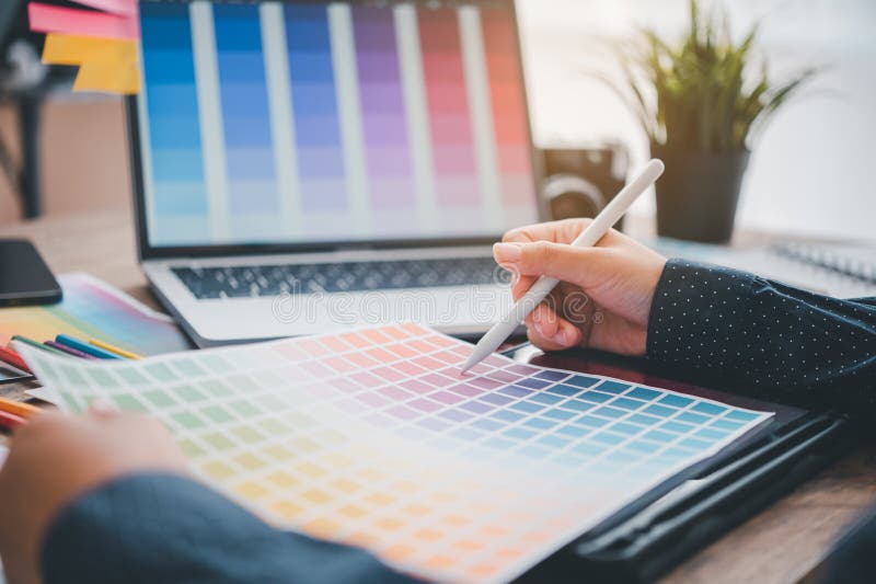 Graphic Designer Architects Who Work with Laptops Stock Image - Image ...