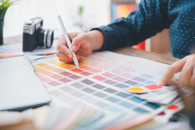 Graphic Designer Architects Who Work with Laptops and Color Comparison ...