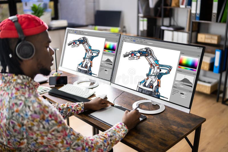 Graphic Designer Artist Working Stock Photo - Image of young, text ...